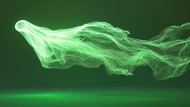 Green Particles Flowing Forming a Ghost Shape on Green Screen ...