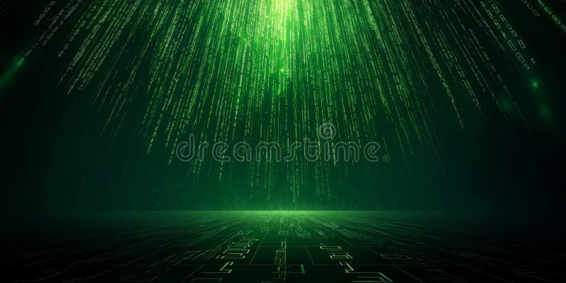 Abstract Digital Background Simulating the Matrix Effect with Falling Green Stock Illustration ...