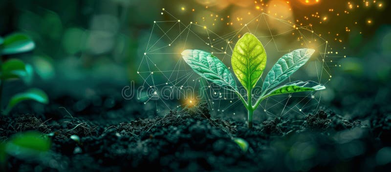 Abstract Digital Background of Sprout Growing with Futuristic ...
