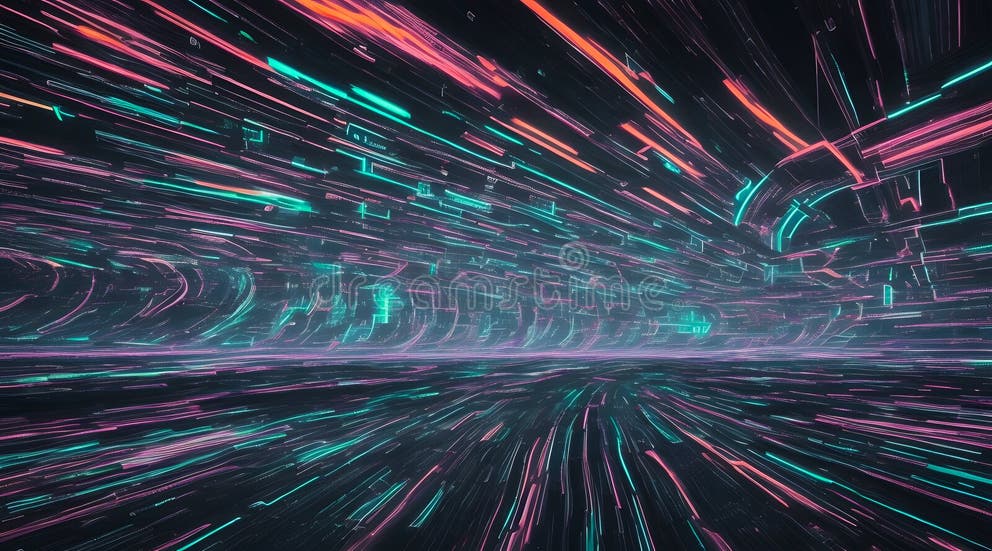 Abstract Digital Background Tech Binary Code Featuring Female Programmer Immersed in Coding ...