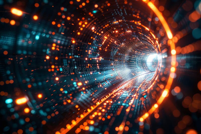 Background with Technological Digital Data Interface Elements ...