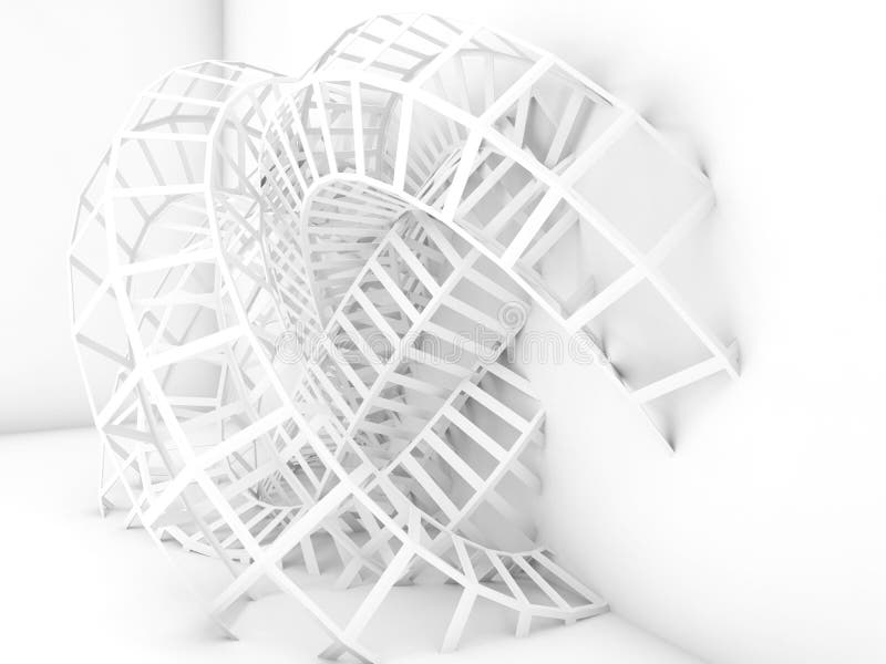 Abstract Digital Background, White 3d Wire-frame Stock Illustration ...