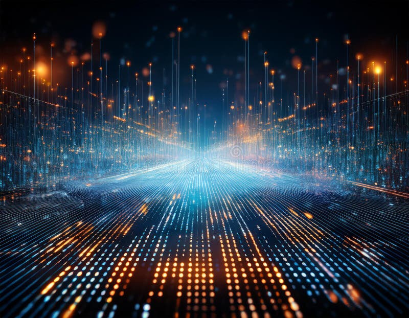 Abstract Digital Binary Code Flowing on Dark Background Stock Photo - Image of flow, cyberspace ...