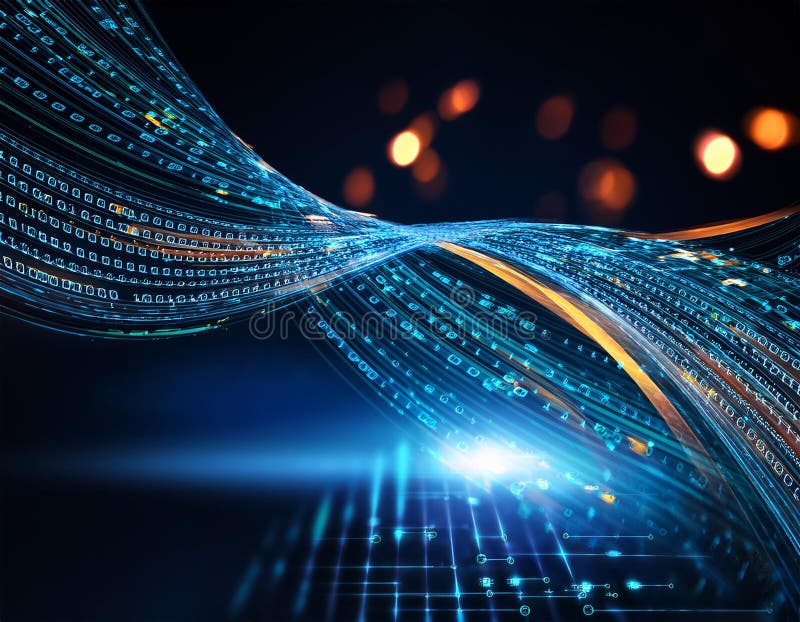 Abstract Digital Binary Code Flowing On Dark Background Stock Image Image Of Dynamic Abstract