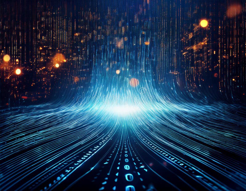 Abstract Digital Binary Code Flowing on Dark Background Stock Image - Image of matrix ...