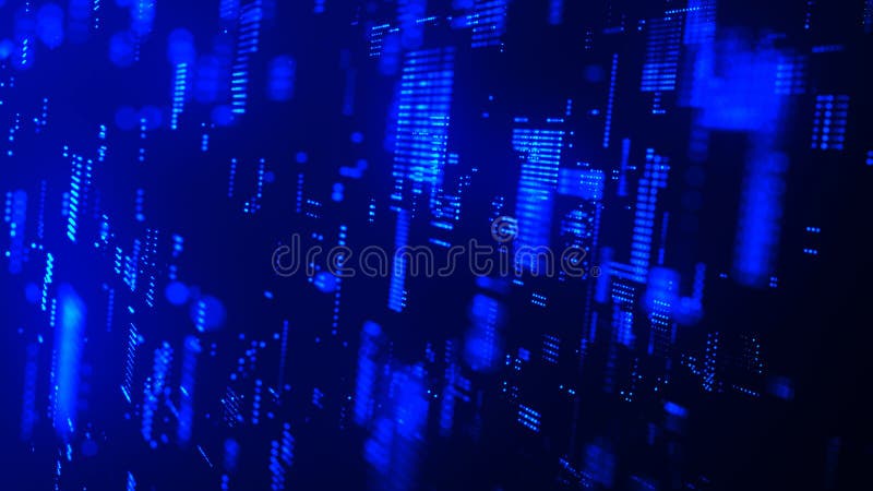 Abstract Digital Binary Code Flowing On Dark Background Network Connection Structure Stock