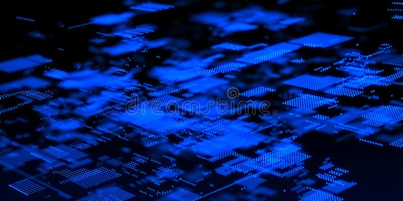 Abstract Digital Binary Code Flowing On Dark Background Network Connection Structure Stock