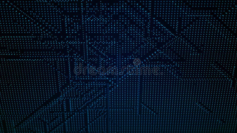 Abstract Digital Binary Code Flowing On Dark Background Network Connection Structure Stock