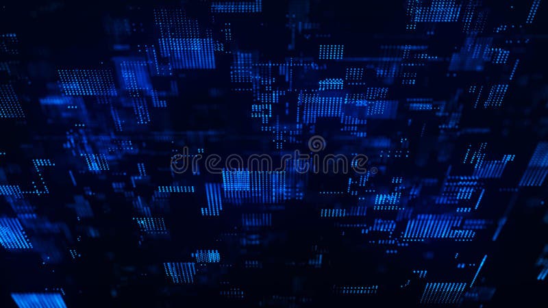 Abstract Digital Binary Code Flowing On Dark Background Network
