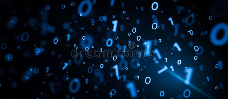 Abstract Digital Binary Code Pattern with Glowing Blue Numbers on Dark Background, Tech ...