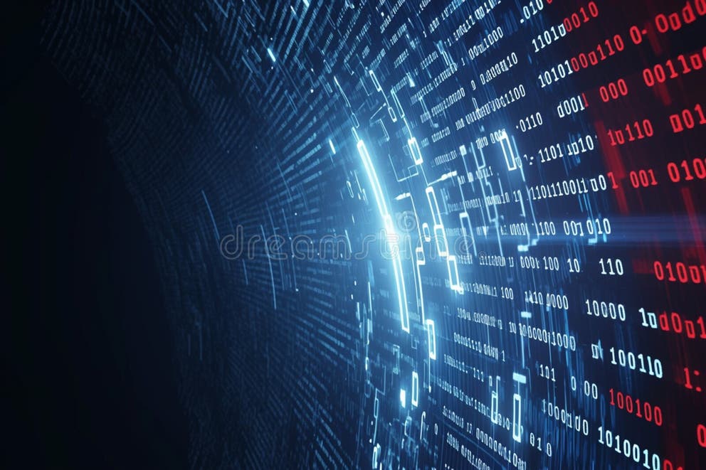 Abstract Digital Binary Data Encryption Concept with Computer Virus Stock Illustration ...