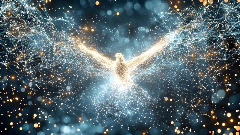 Abstract Digital Bird Glowing Constellation Eagle Network Connection ...