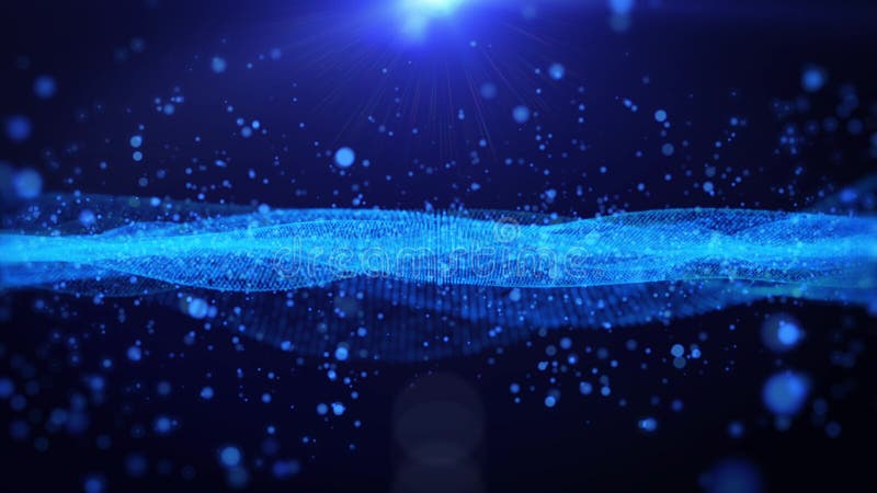 Abstract Digital Blue Dynamic Wave Particle Structure Flowing 4K Loop ...