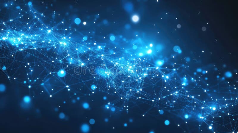 Abstract Digital Blue Light Network with Glowing Particles and Lines ...