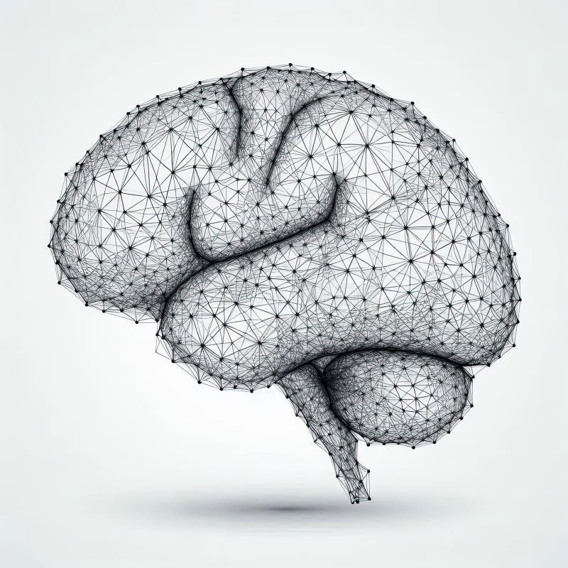 Abstract Digital Brain with Connection Nodes Stock Illustration ...