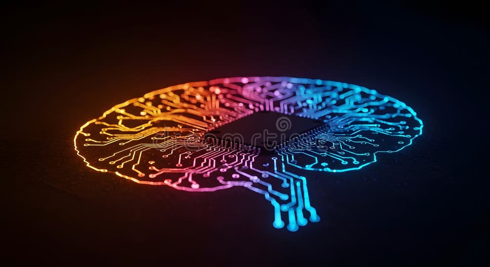 Brain Circuit: Glowing Technology, Data Transfer, Neural Network ...