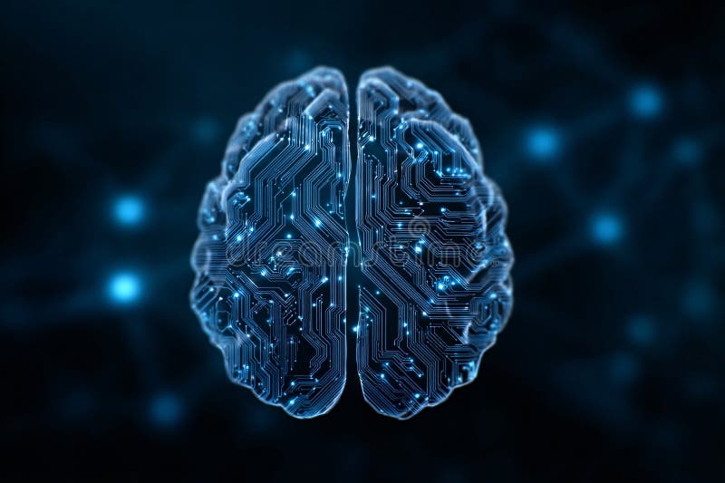 Abstract Digital Brain Made of Circuit Patterns and Data Nodes, Generative AI Stock Illustration ...