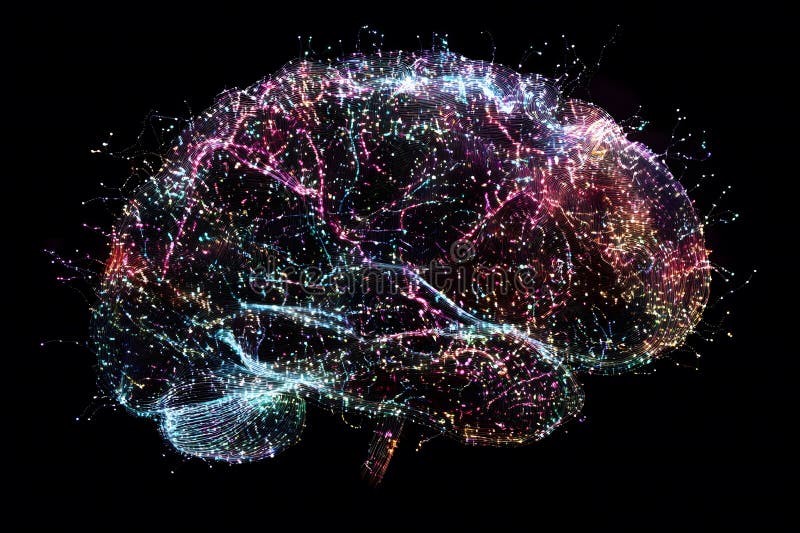 Abstract Digital Brain Made of Particles. Stock Image - Image of ...