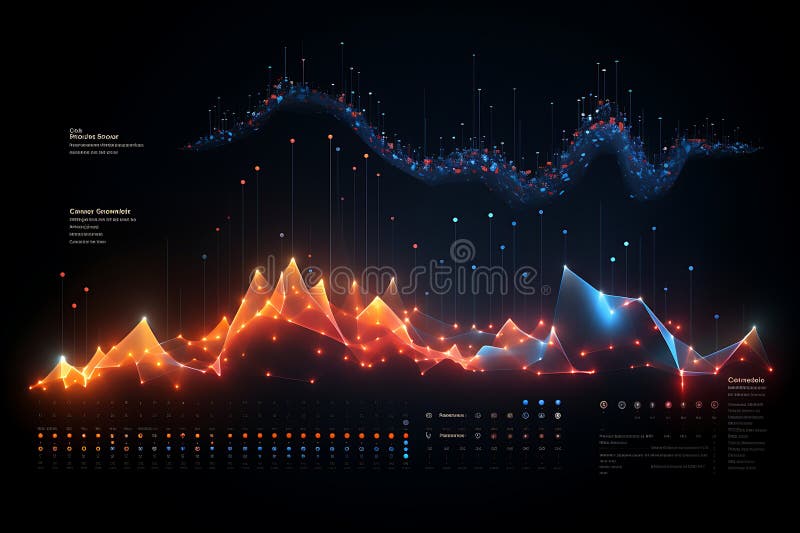 Abstract Digital Business Graph Data Flow. Futuristic Technology Style ...