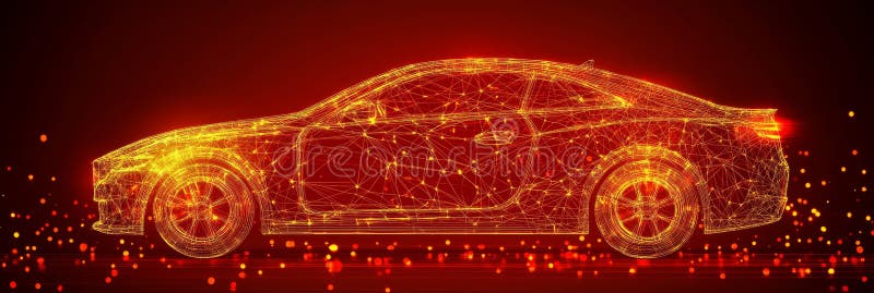 Abstract Digital Car on a Red Technology Background Design, Innovation ...