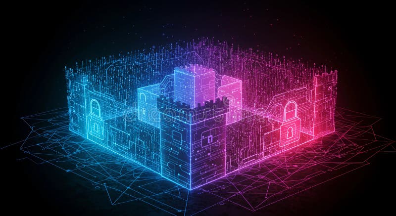 Abstract Digital Castle Structure with Network Security Concept Stock ...