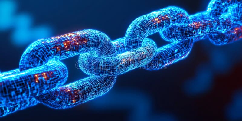 Abstract Digital Chain Link Network Connection Technology Blue Glow ...