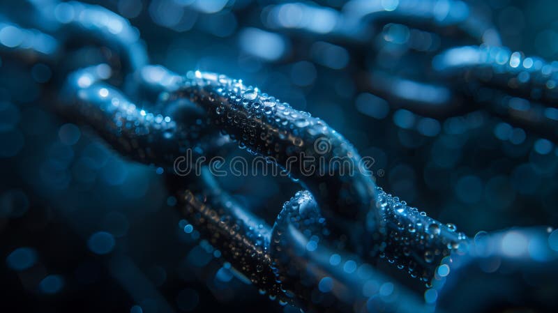 Abstract Digital Chains Depicted in Neon Lights Symbolize Both ...