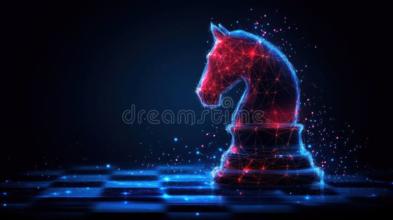 Abstract Digital Chess Knight on a Futuristic Board Stock Illustration ...