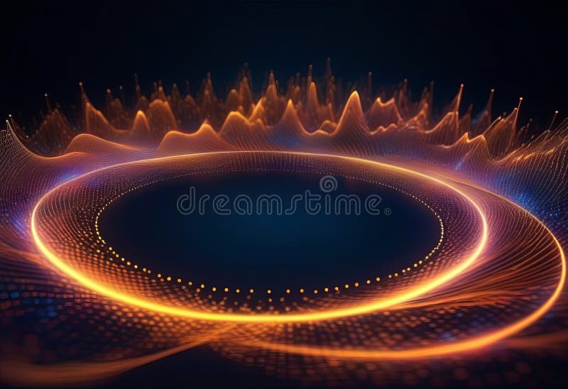 Abstract Digital Circles of Particles with Noise. Futuristic Circular ...