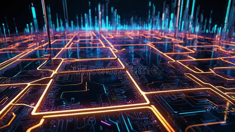 Abstract Digital Circuit Board Design Depicting Technology and Data ...