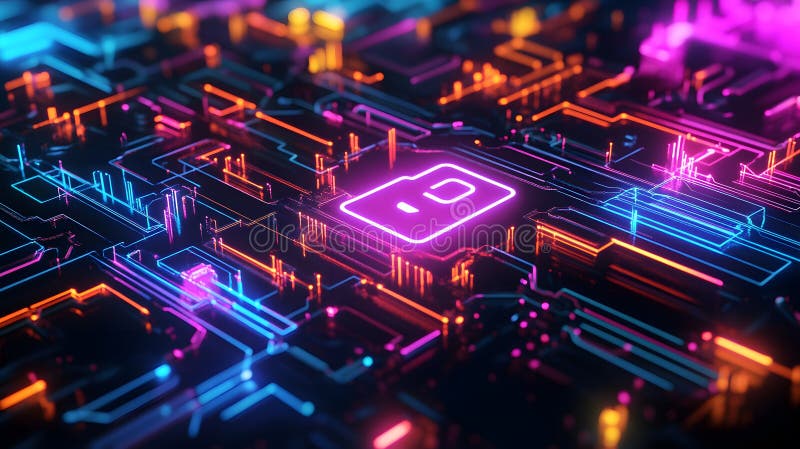 Abstract Digital Circuit Board with a Folder Icon Stock Illustration ...