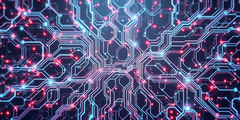 Abstract Digital Circuit Board Technology Background Pink Blue Neon ...