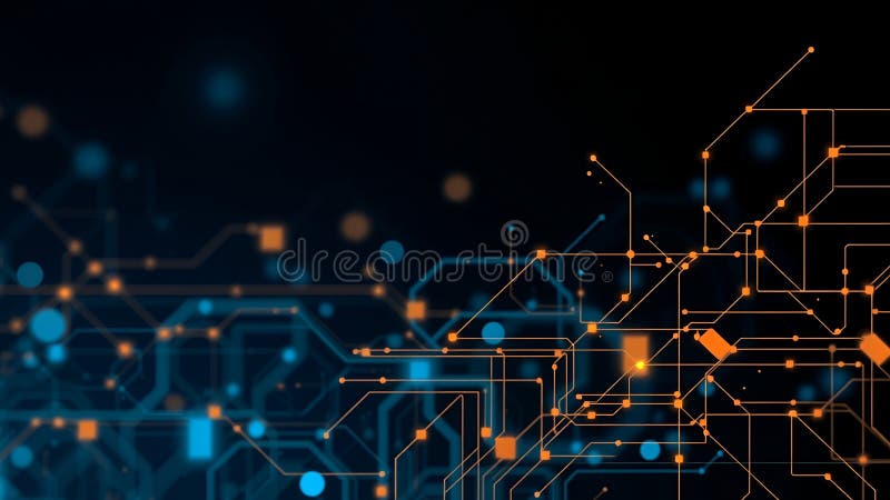 Abstract Digital Circuit Design with Illuminated Nodes and Lines Stock ...