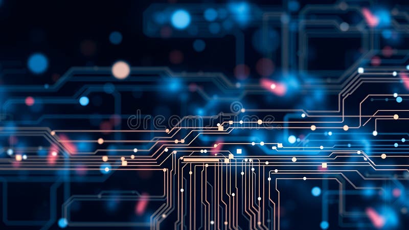 Abstract Digital Circuit Design with Illuminated Nodes and Lines Stock ...