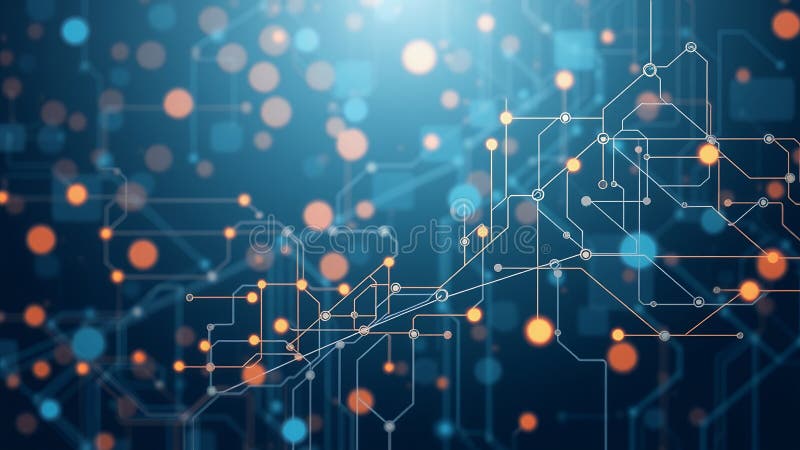 Abstract Digital Circuit Design with Illuminated Nodes and Lines Stock ...