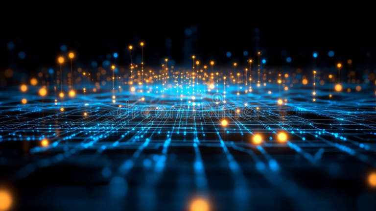 Abstract Digital Circuit, Electronic Pathway in Lines and Connected ...