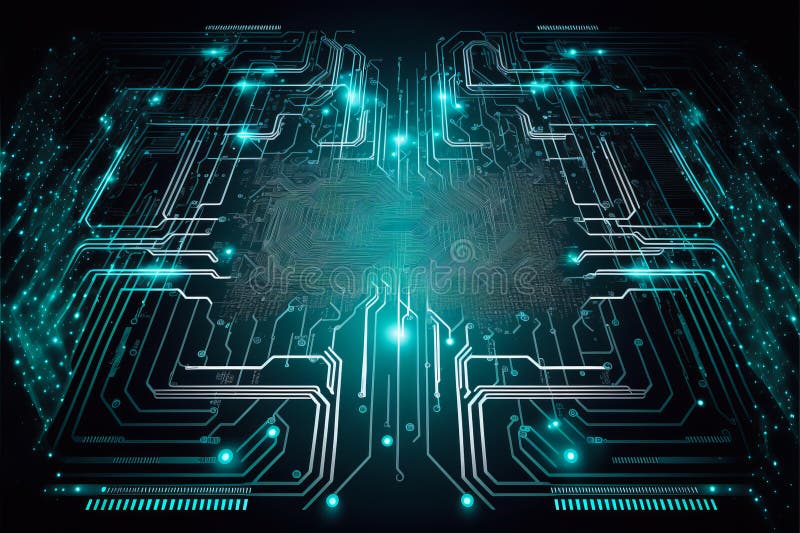Abstract Digital Circuit Glowing. Generative Ai Stock Illustration ...