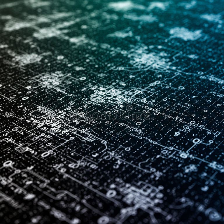 Abstract Digital Circuit Pattern with Interconnected Lines and Symbols ...