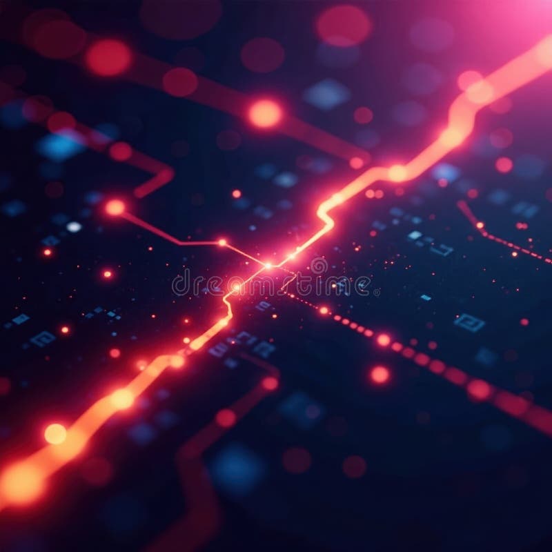 Abstract Digital Circuits Glowing Nodes Data Streams Grid Artificial Intelligence Ai Stock ...