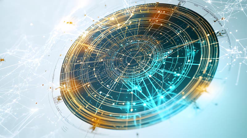 Abstract Digital Circular Design with Colorful Lines and Dots ...