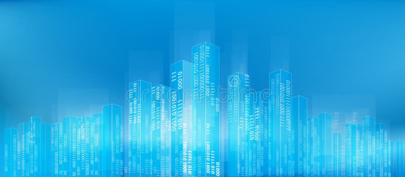 Binary digital city stock illustration. Illustration of blue - 19409713