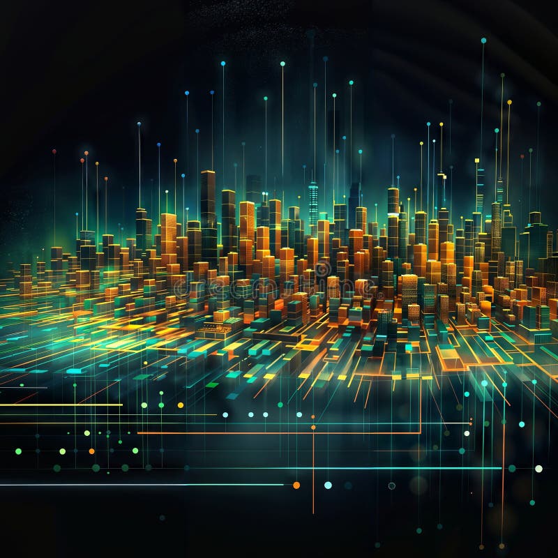 Abstract Digital City Background. Futuristic Technology Style. Vector ...