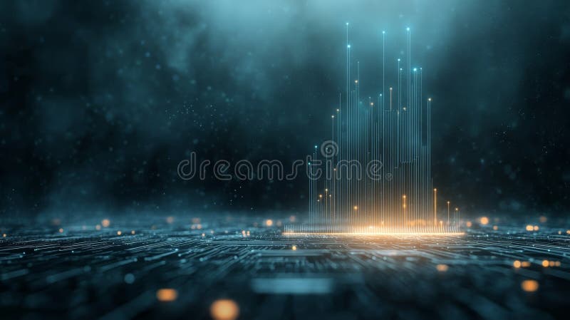 Abstract Digital City with Glowing Lights and Futuristic Technology ...