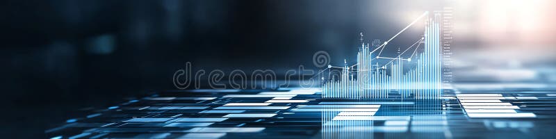 Abstract Digital Cityscape with Futuristic Technology Elements Graphs ...