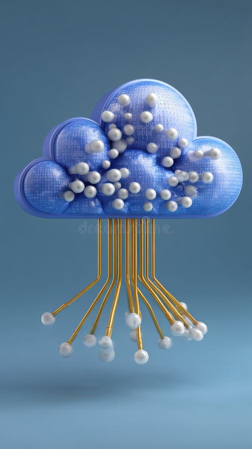 Abstract Digital Cloud Computing Design with Binary Code and Data Transfer Connection Concept ...