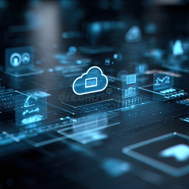 AI-Generated Cloud Computing Visualization Stock Illustration - Illustration of digitalization ...