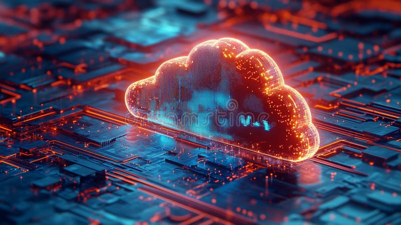 Abstract Digital Cloud Computing Network Technology Data Center Server ...