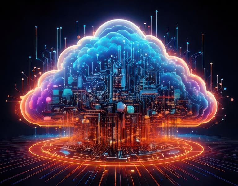 Abstract Digital Cloud Data Storage and Processing Visualization Stock ...