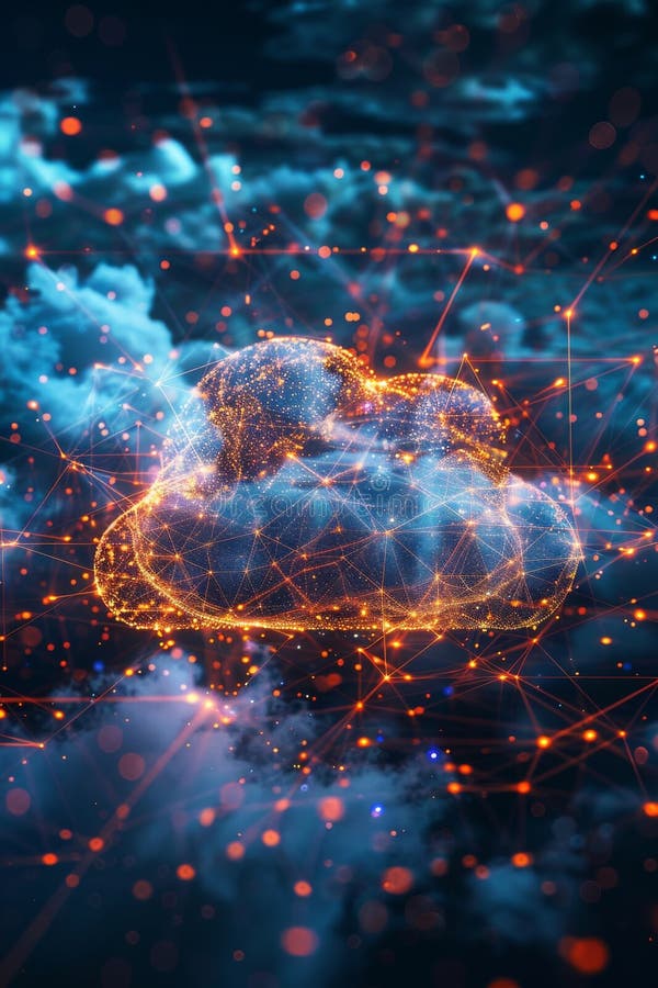 Abstract Digital Cloud with Interconnected Devices, Digital ...