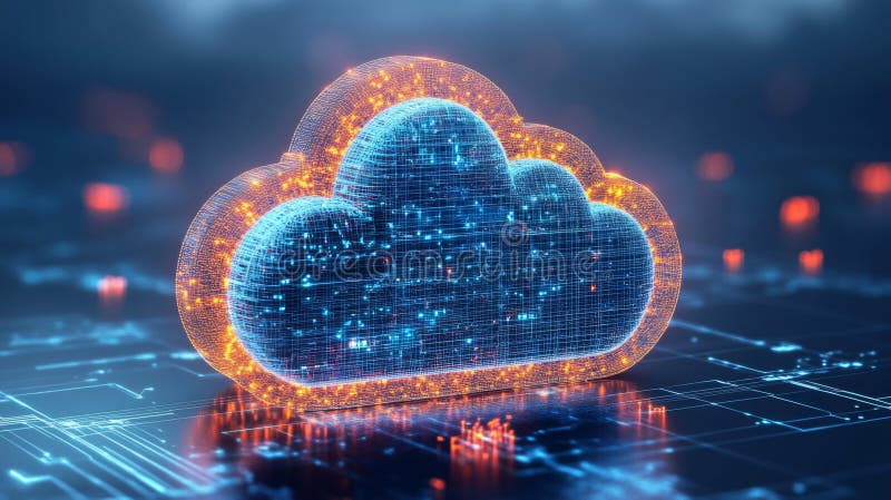 Abstract Digital Cloud Network Technology Concept Stock Illustration ...